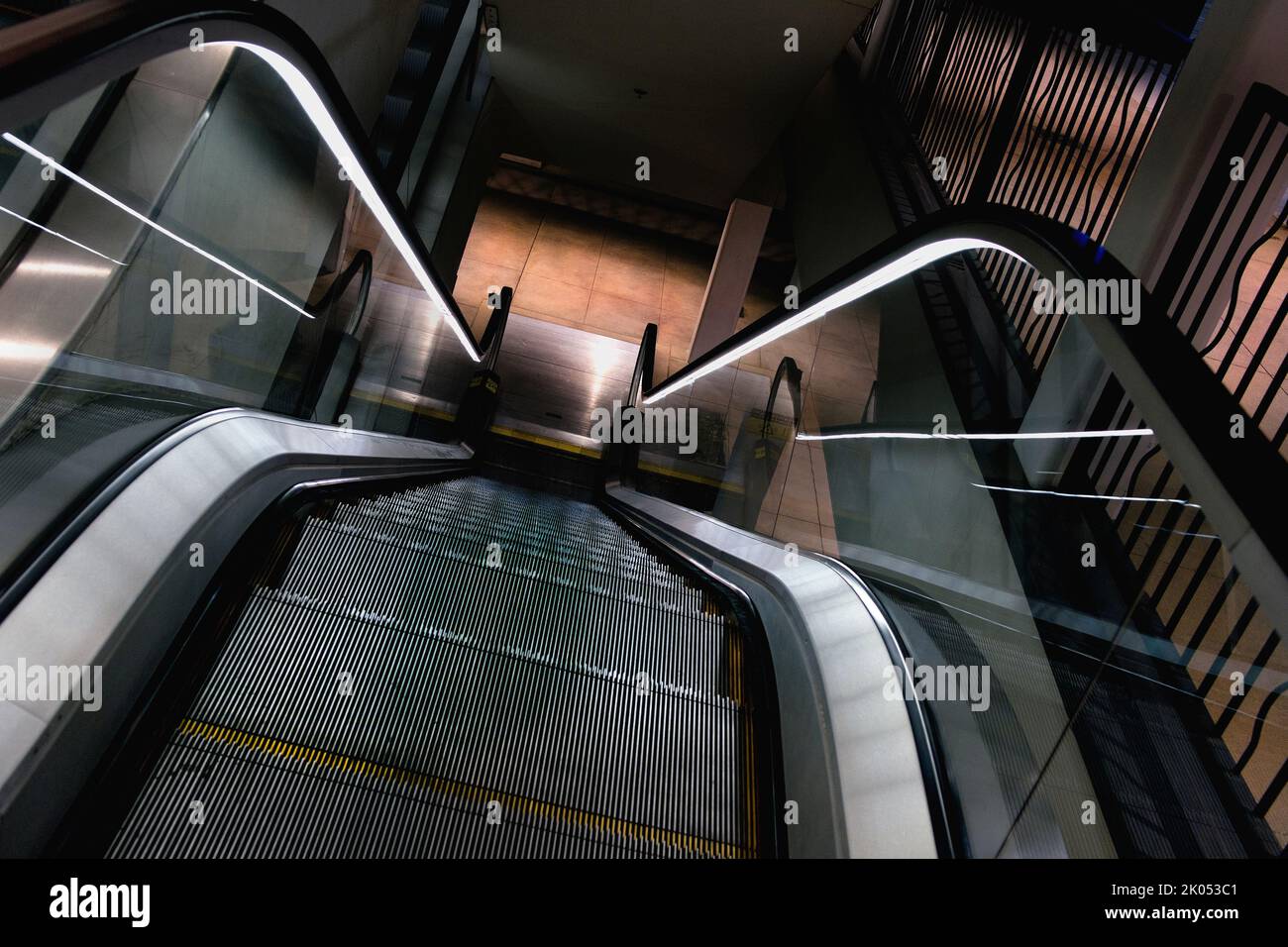High Angle View of Descending Escalator Stock Photo - Alamy