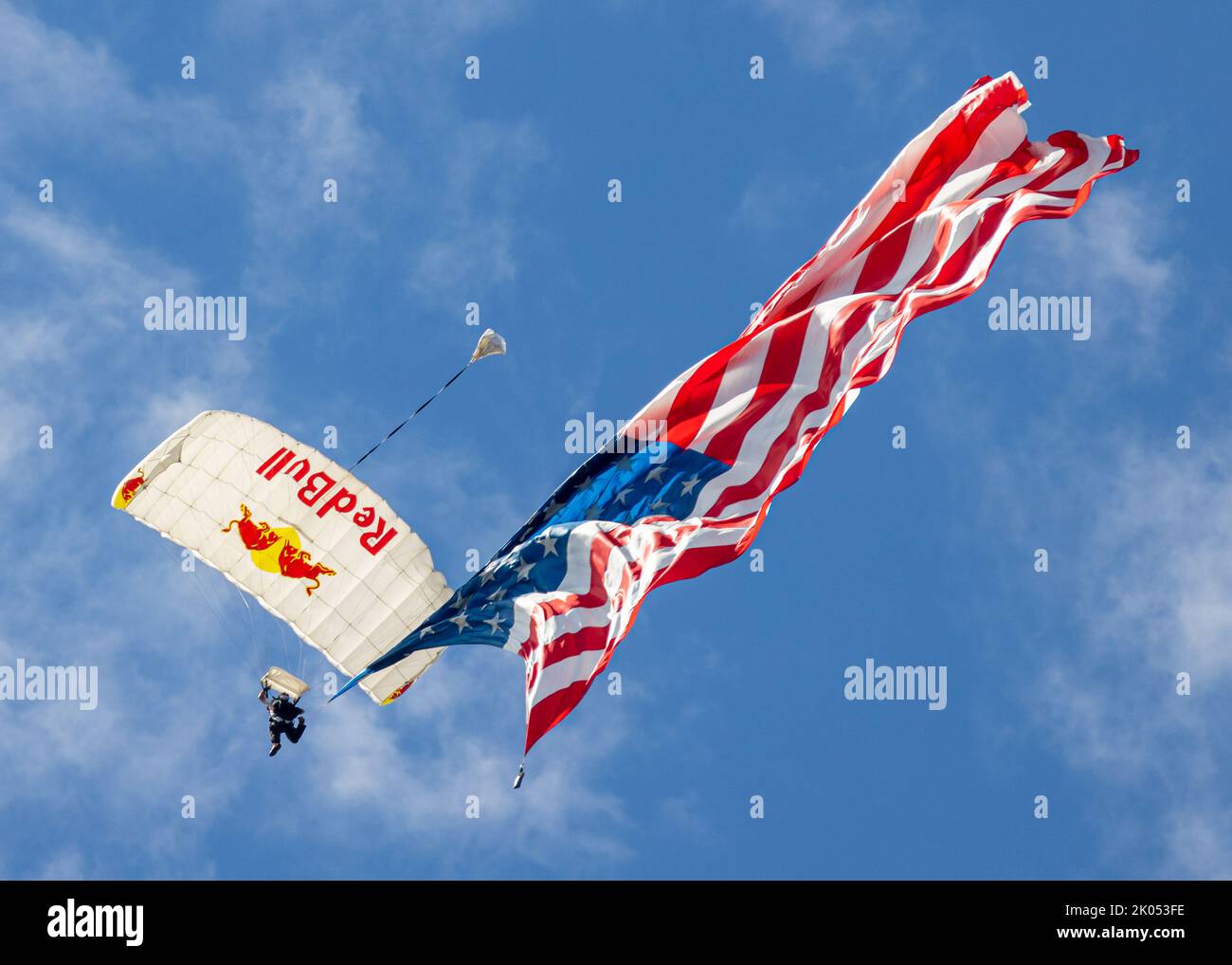 The incredible Red Bull Skydiving Team at the Stuart Air Show Stock ...