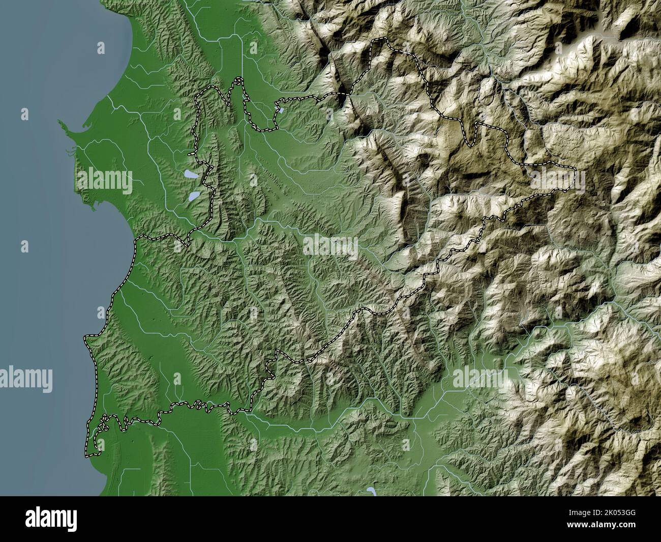 Tirane, county of Albania. Elevation map colored in wiki style with ...