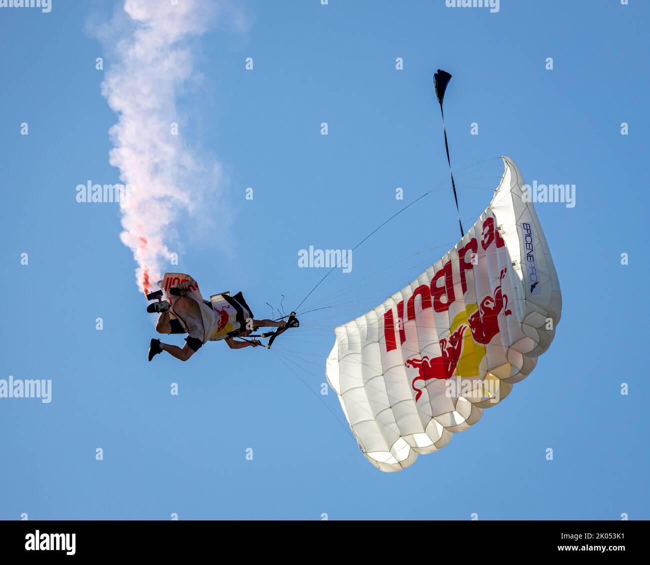 The incredible Red Bull Skydiving Team at the Stuart Air Show Stock ...