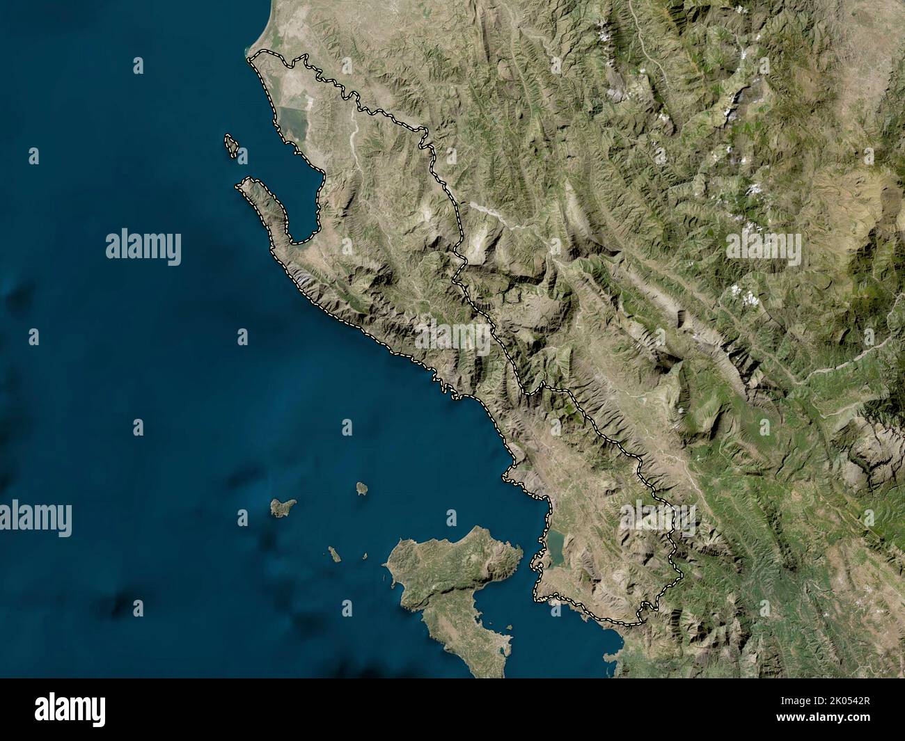 Vlore, county of Albania. Low resolution satellite map Stock Photo - Alamy