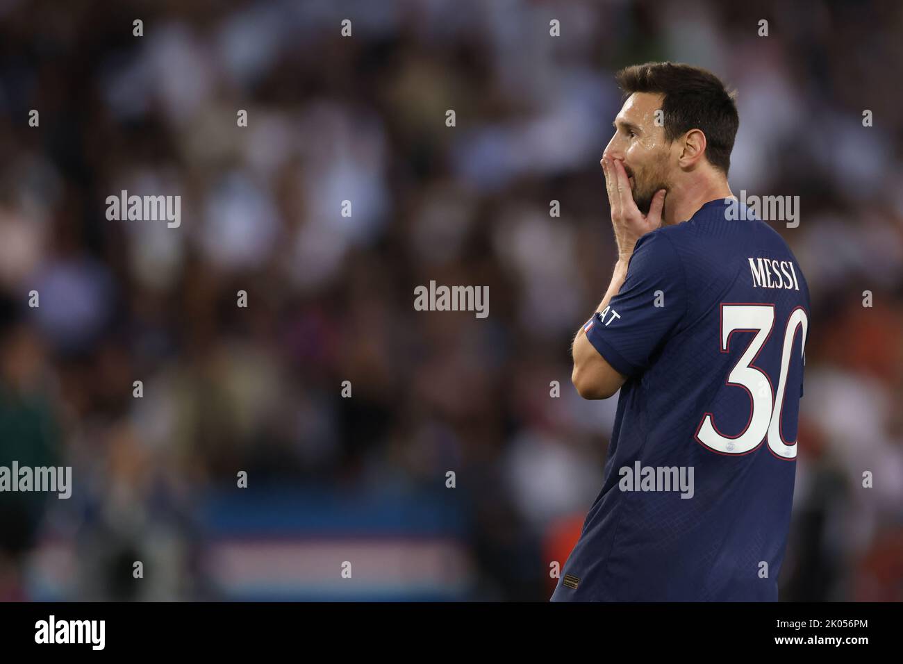 Paris, France, 6th September 2022. Lionel Messi of PSG reacts during ...