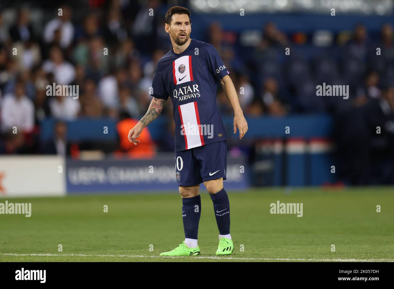 Paris, France, 6th September 2022. Lionel Messi of PSG reacts during ...