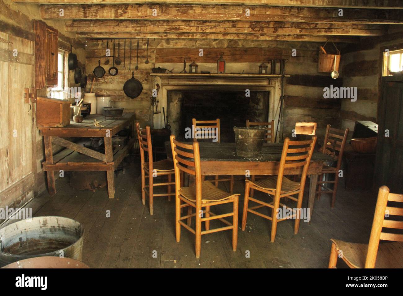 Interior of the historical cabin at Sky Meadows State Park, VA, USA ...