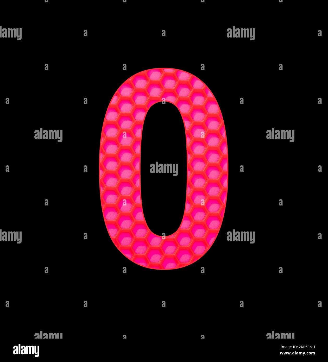 Number 0 on background with red silicone hexagonal Stock Photo - Alamy