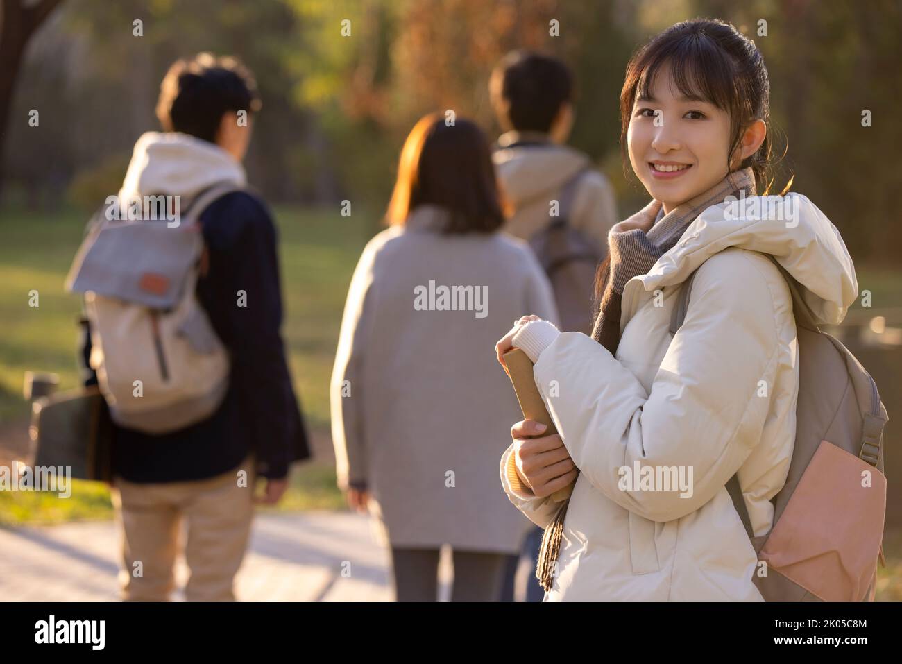 Happy Chinese college students on campus Stock Photo - Alamy