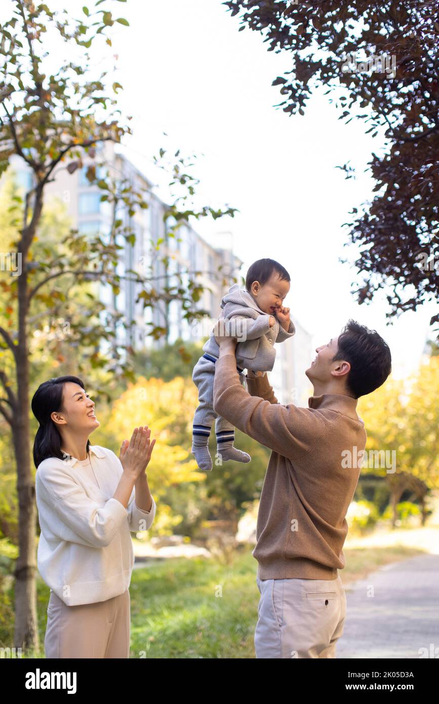 Young Chinese parents playing with baby in park Stock Photo - Alamy