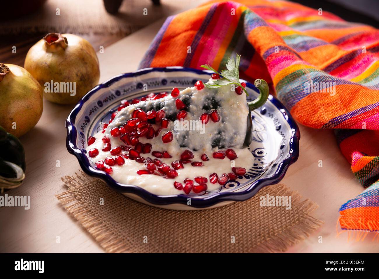 Chile en Nogada, Typical dish from Mexico. Prepared with poblano chili ...