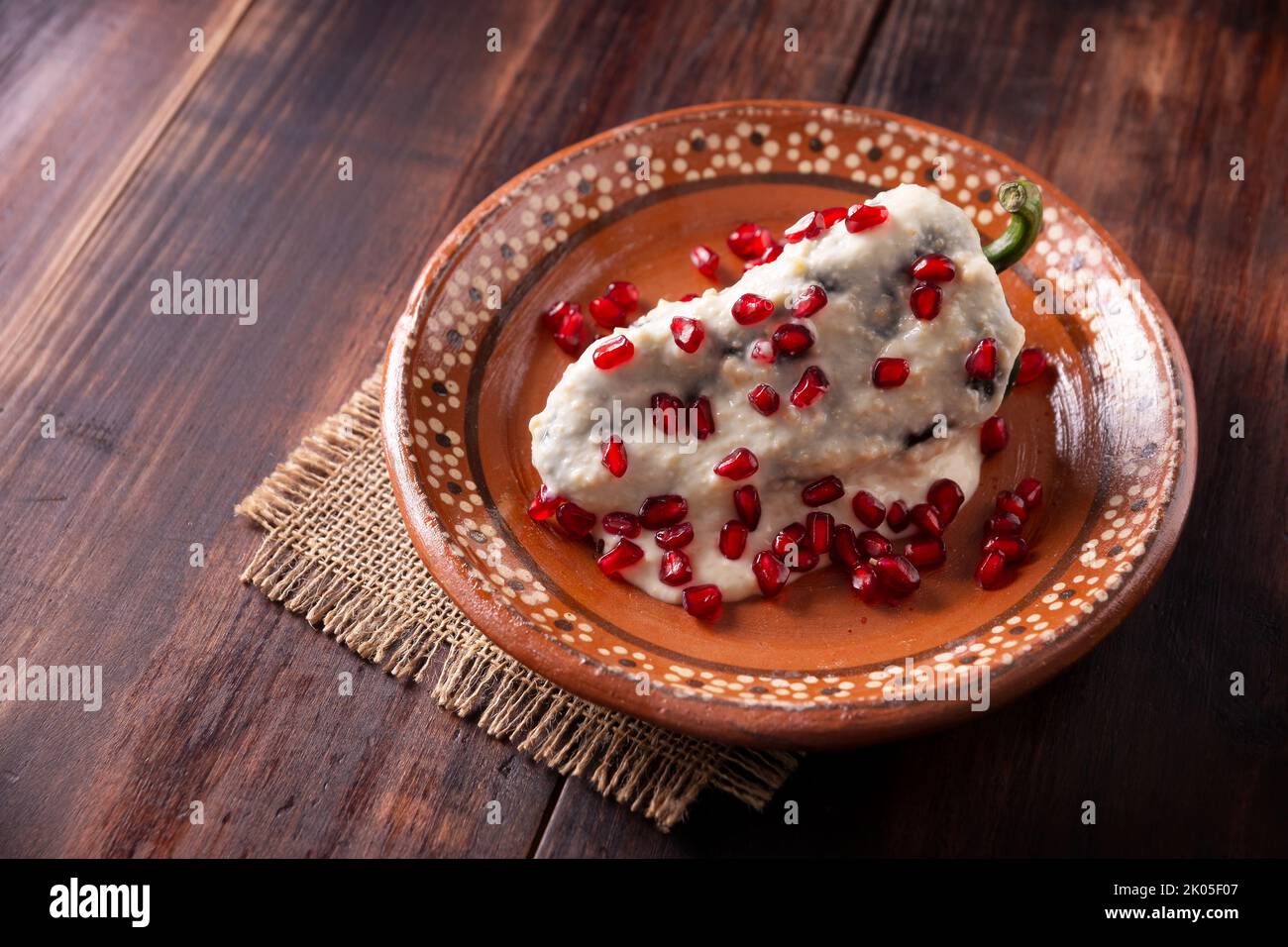 Chile en Nogada, Typical dish from Mexico. Prepared with poblano chili ...