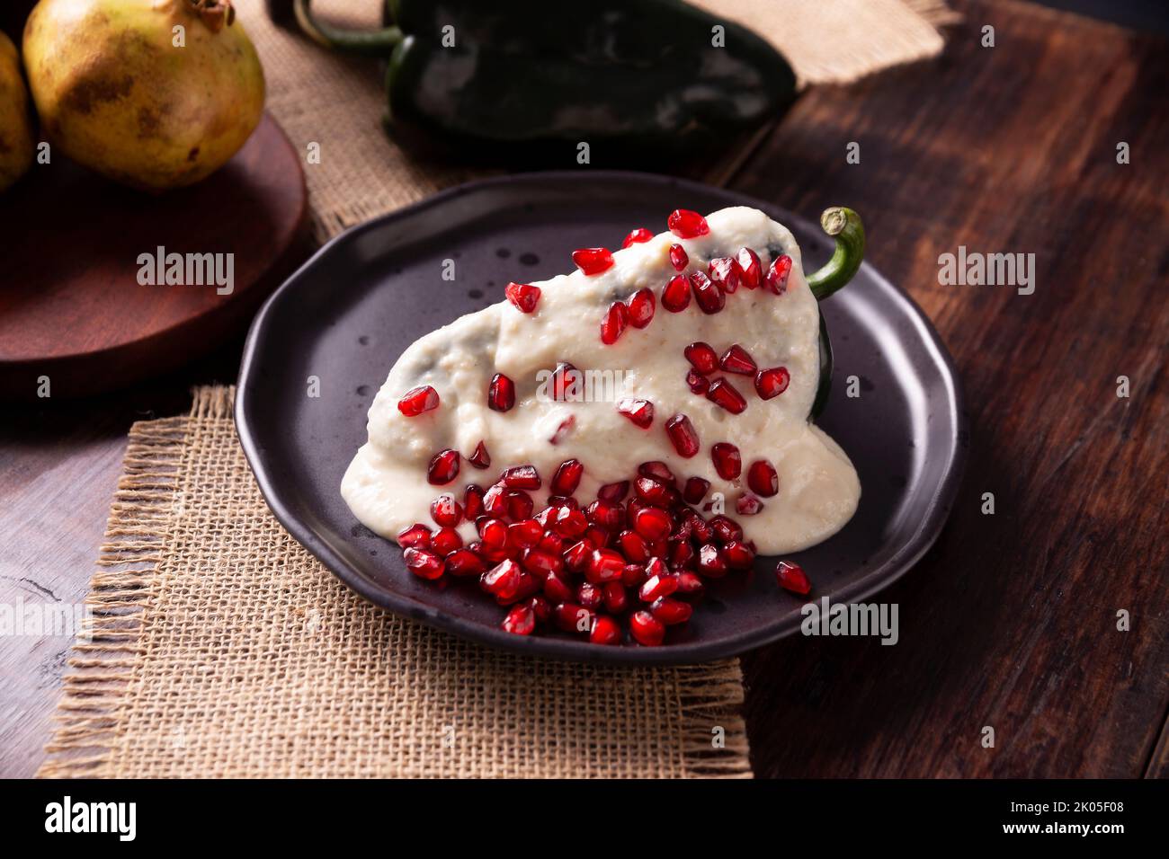Chile en Nogada, Typical dish from Mexico. Prepared with poblano chili ...