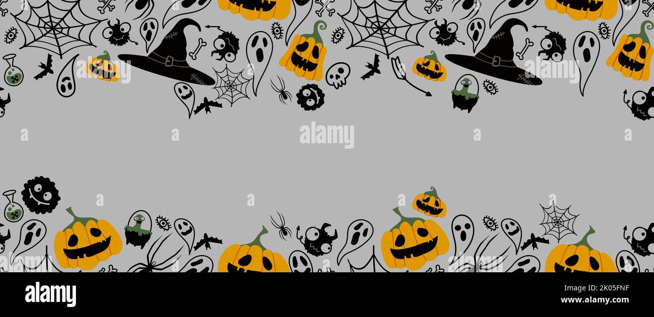 Halloween seamless pumpkins and witch hat and ghost pattern for fabrics ...