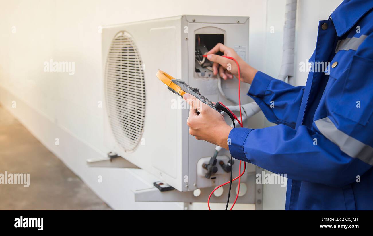 air conditioner check service, leak detection, fill refrigerant Stock ...