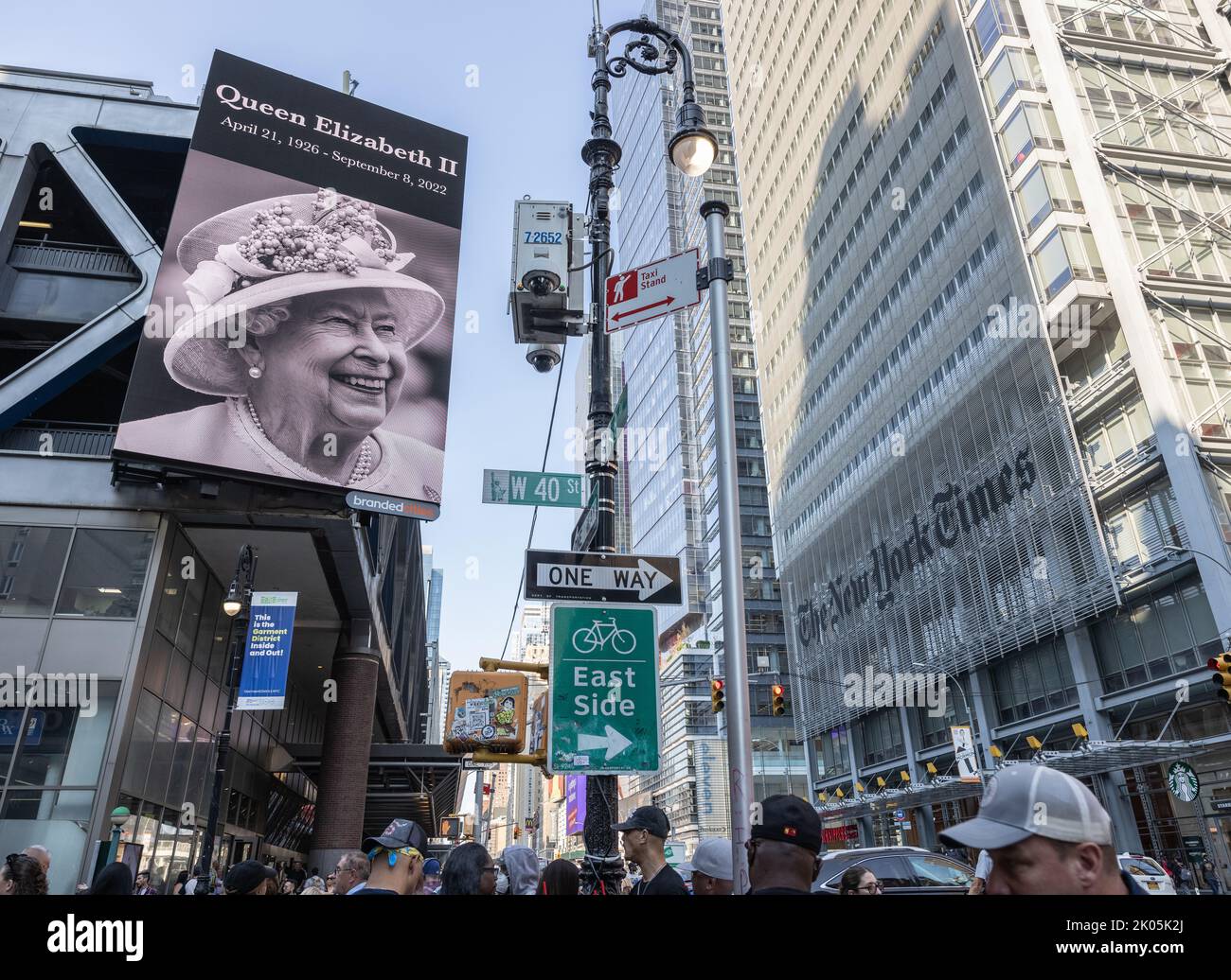 NEW YORK, N.Y. – September 9, 2022: An image of the late Queen ...