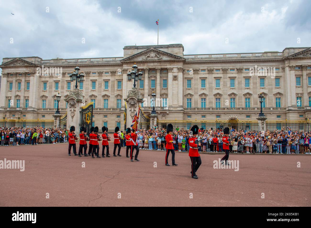 King's Life Guard in infantry contingent at Changing of the Guard ceremony in front of ...
