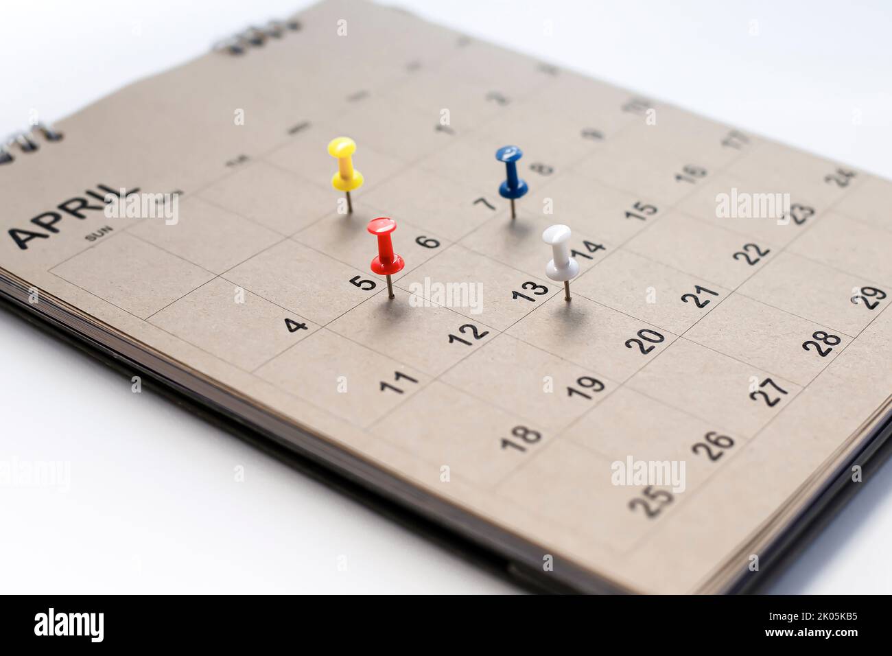 Calendar and scheduled appointments with pins Stock Photo - Alamy