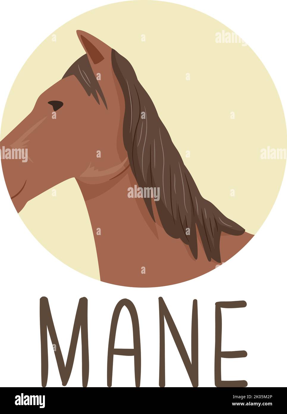 Illustration of a Horse Animal Showing Its Mane. Learning Body Parts ...