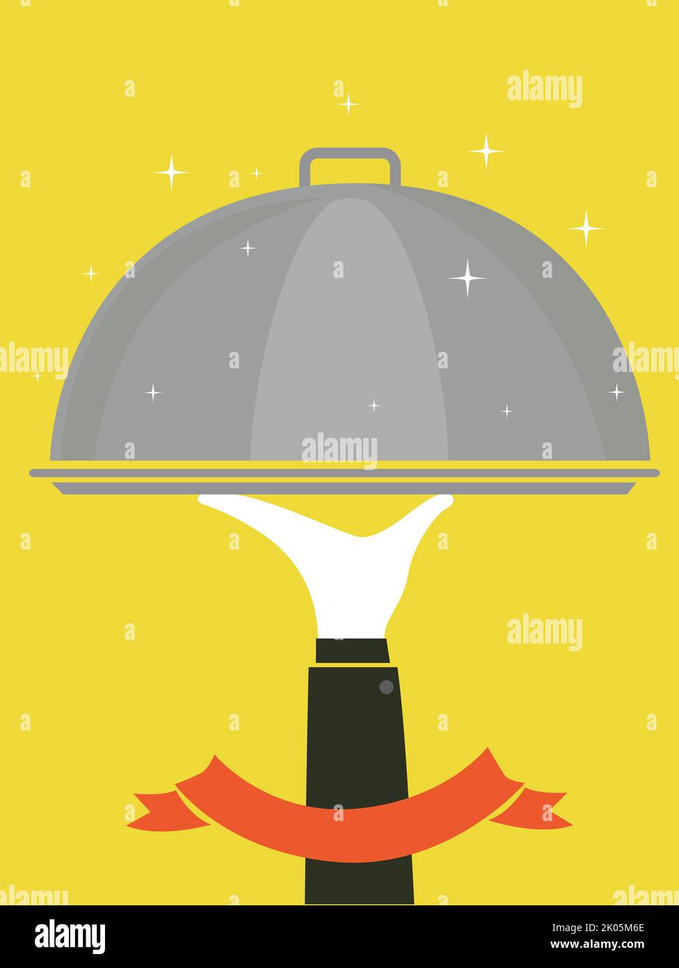 Illustration of a Hand of a Waiter Holding Platter for Serving with ...