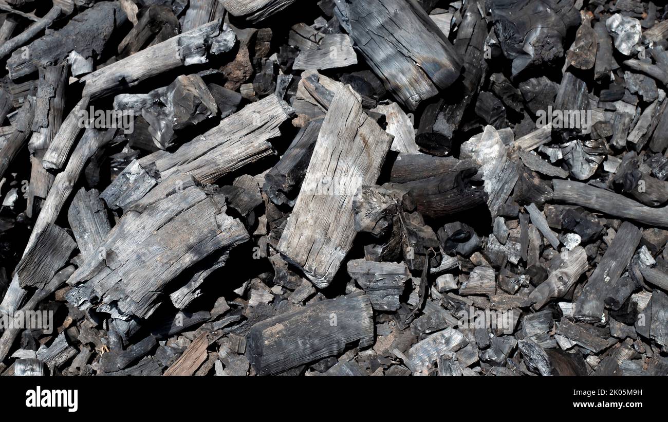 natural charcoal hardwood charcoal on a white background Stock Photo ...