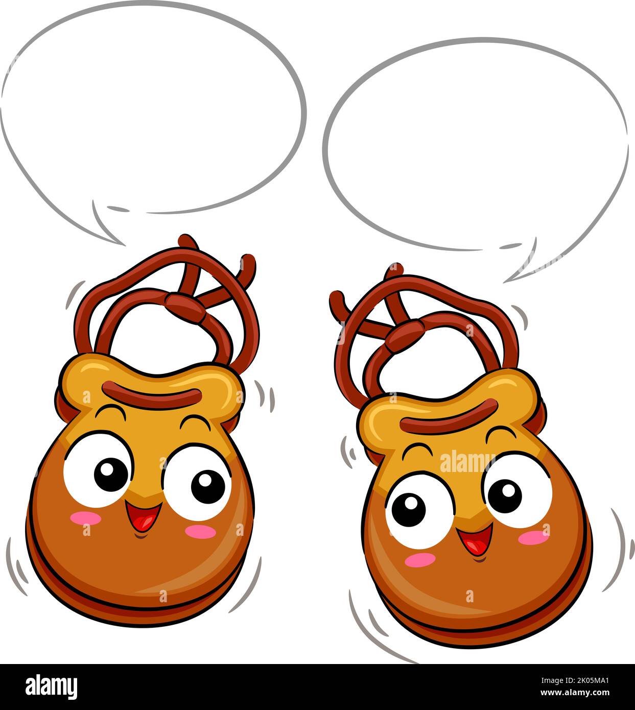 Illustration of Mascot Castanets Musical Instrument with Speech Bubbles ...