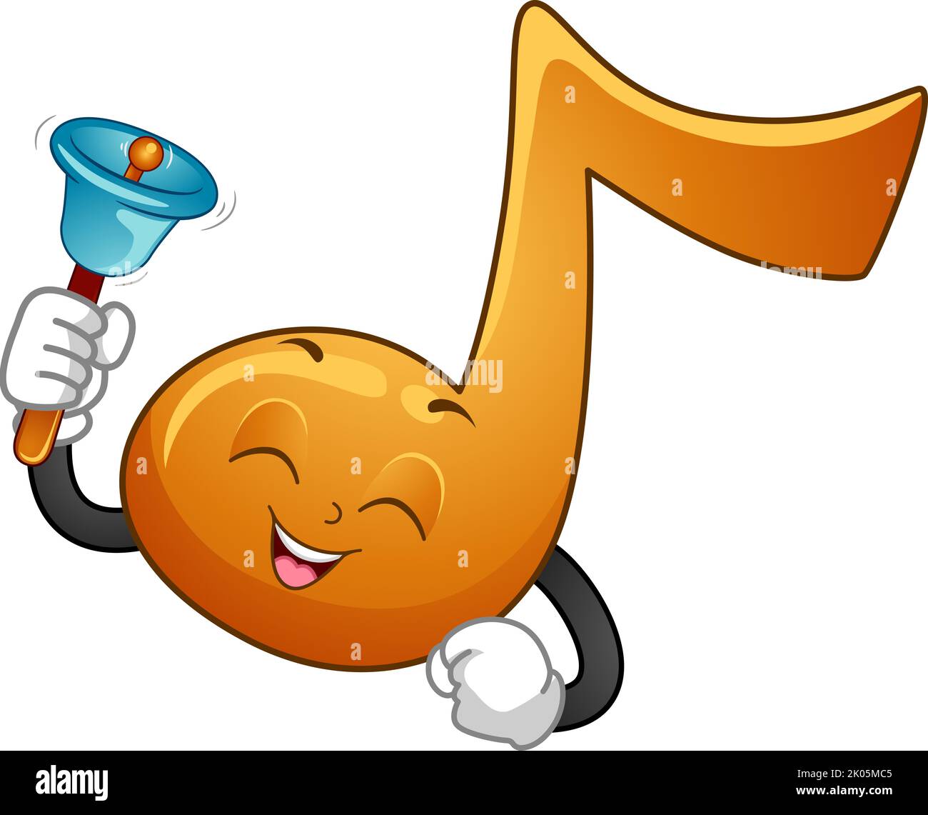Illustration of a Happy Eighth Note Mascot Playing a Bell Stock Photo ...
