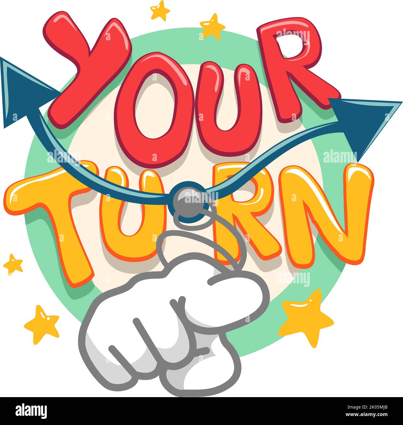 Illustration of a Timer Clock Design with Hand Pointing Front and Words ...