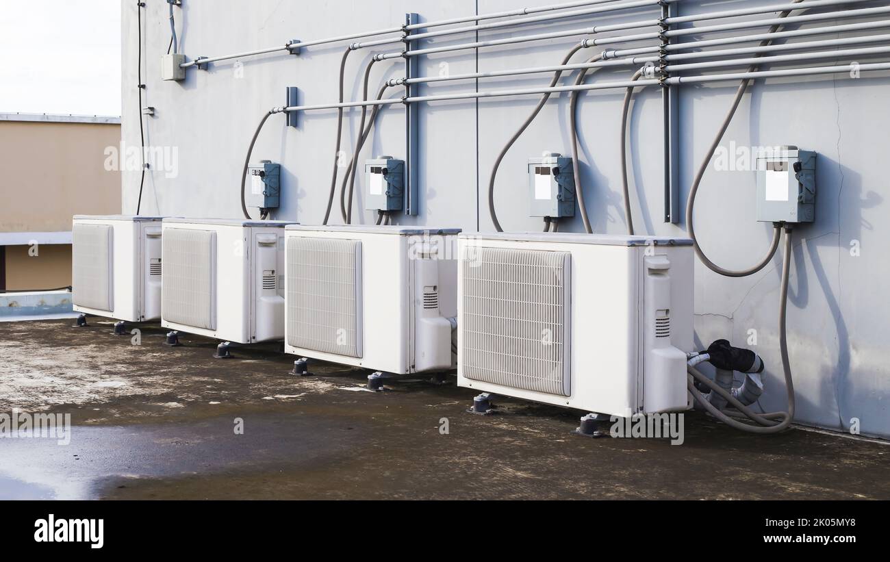 air condition outdoor unit compressor install outside the building ...