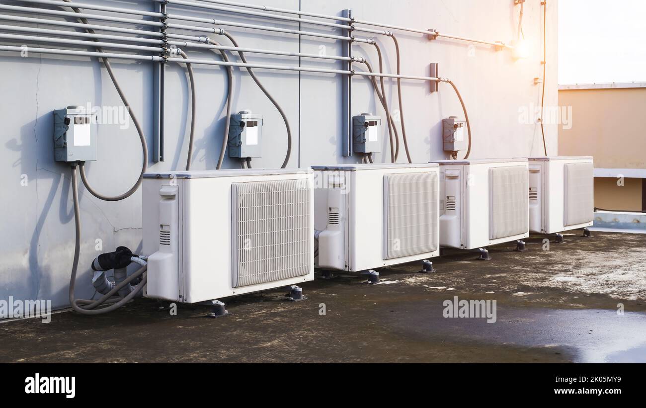 air condition outdoor unit compressor install outside the building ...