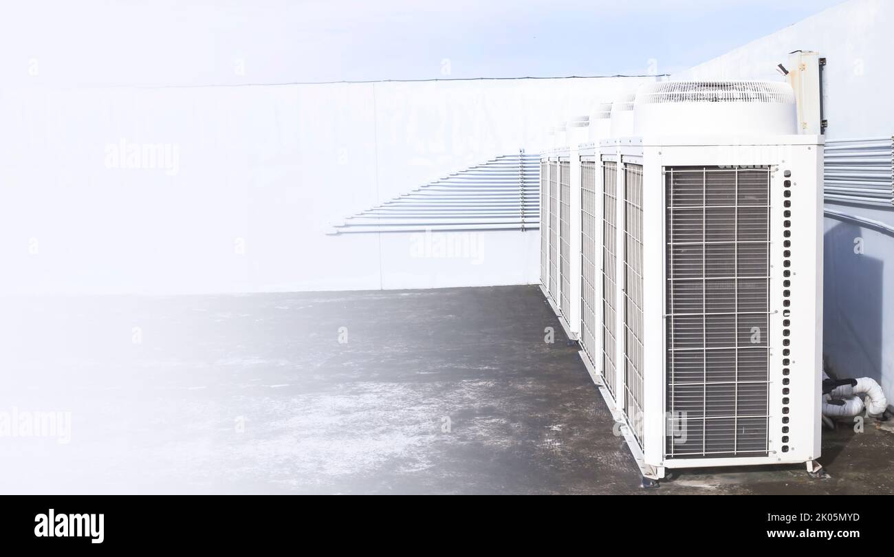 Air conditioning (HVAC) on the roof of an industrial building Stock ...