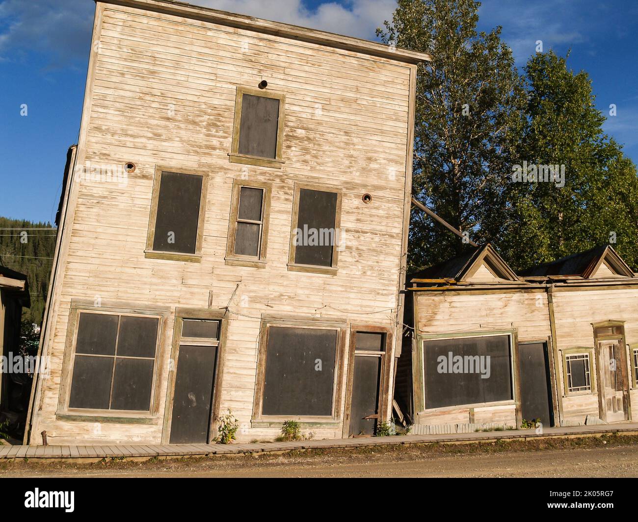 Old wooden buildings collapsing as perma-frost ground sinks underneath ...