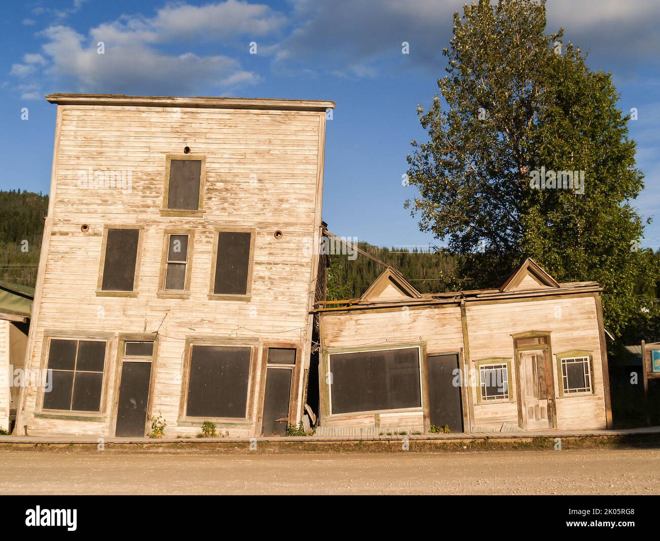Old wooden buildings collapsing as perma-frost ground sinks underneath ...