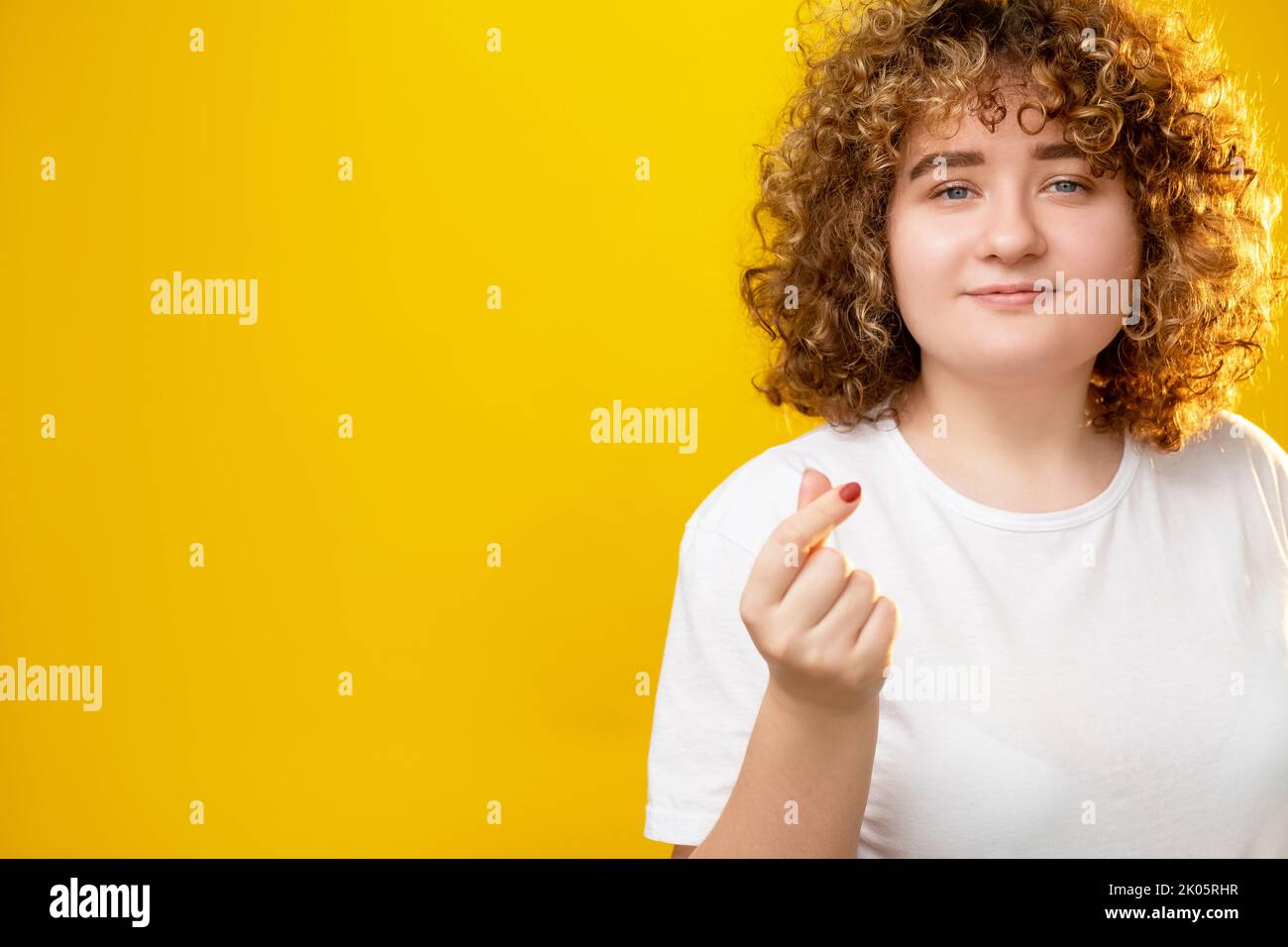 heart gesture love yourself body overweight woman Stock Photo - Alamy