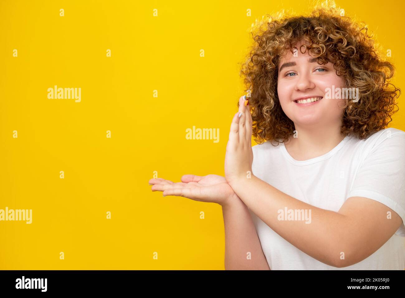 obese people special offer overweight woman palms Stock Photo - Alamy