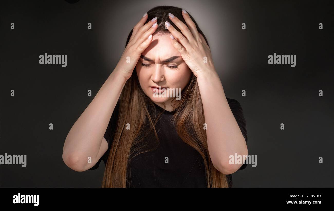 suffering woman social pressure overweight lady Stock Photo - Alamy