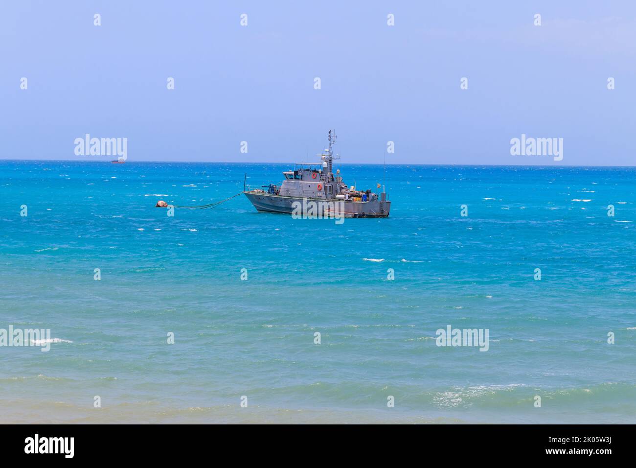 Warship anchored in the Indian ocean near Zanzibar, Tanzania Stock ...