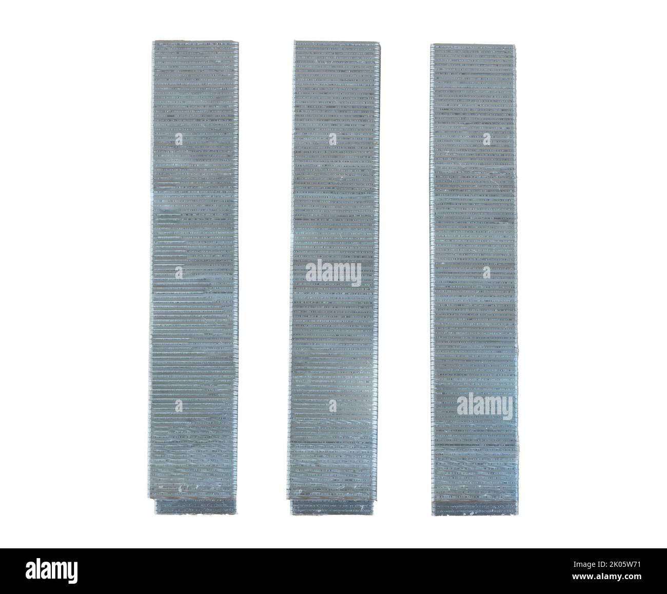 Metal staples for staple machine isolated on white background close up ...