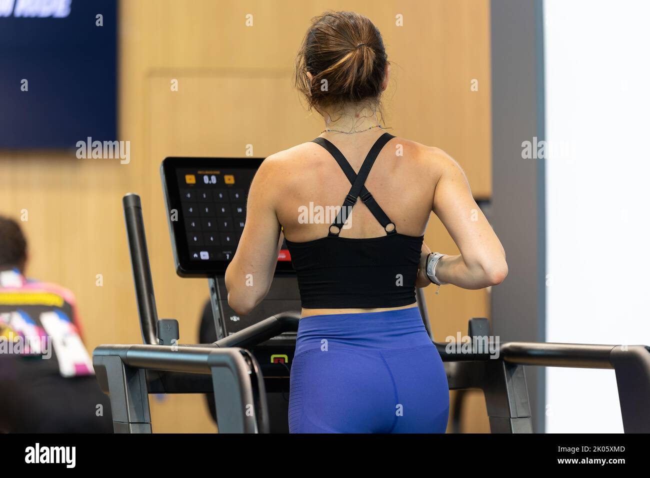 Girl Exercising on Treadmill in Gym Stock Photo - Alamy