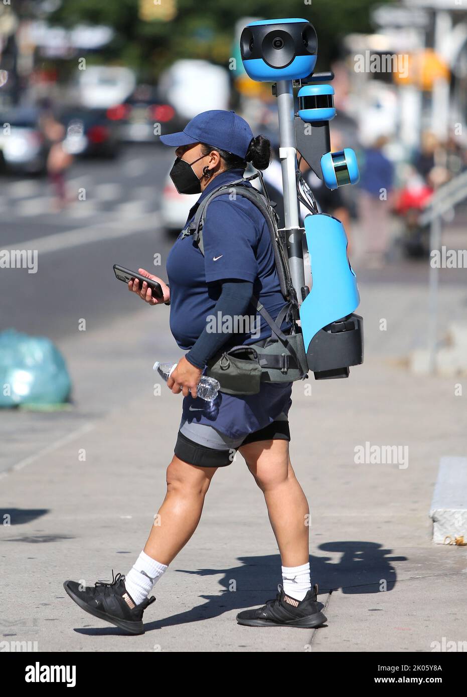 Women walking with 360 google maps cameras on the street in Soho, New York, NY on September 9 ...