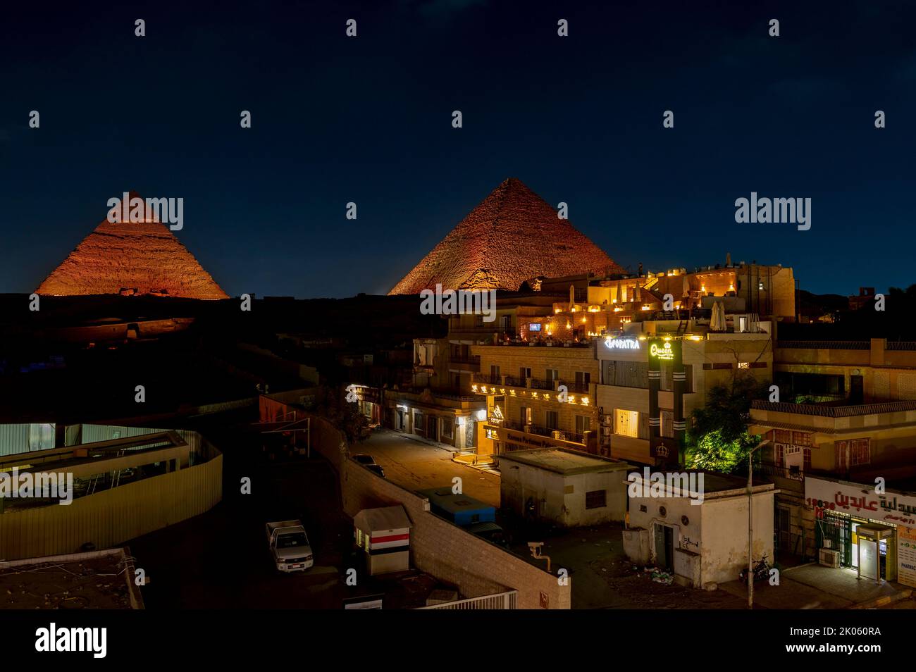 Cairo/ Egypt. 08/28/2022.View of a street in Cairo and the illuminated ...