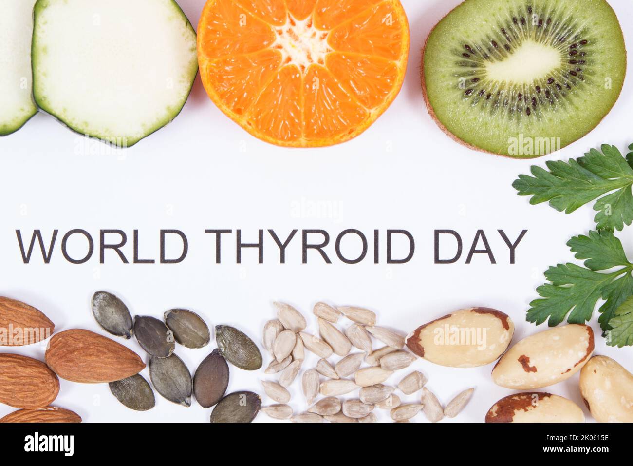 Inscription World Thyroid Day and best food as source natural minerals ...