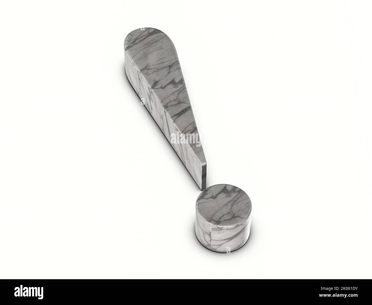 Marble exclamation mark symbol on a white background. 3d illustration ...