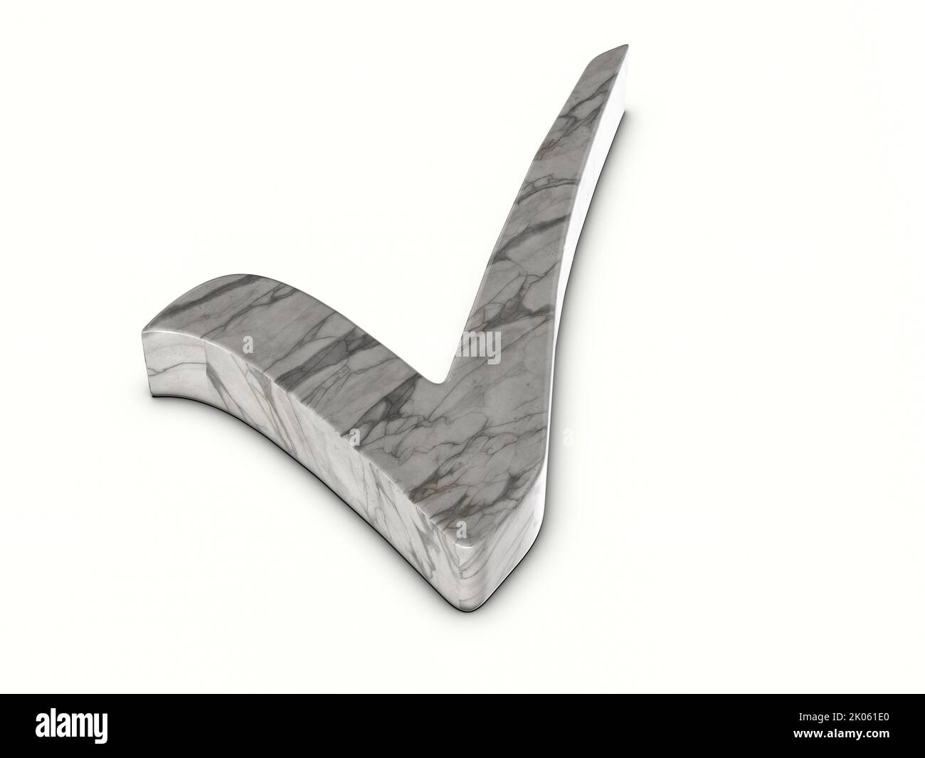 Marble check mark symbol on a white background. 3d illustration Stock ...