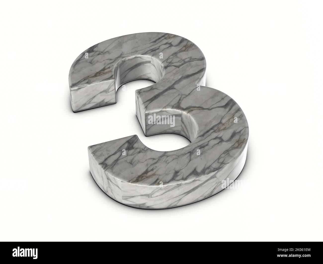 Marble number three on a white background. 3d illustration Stock Photo ...