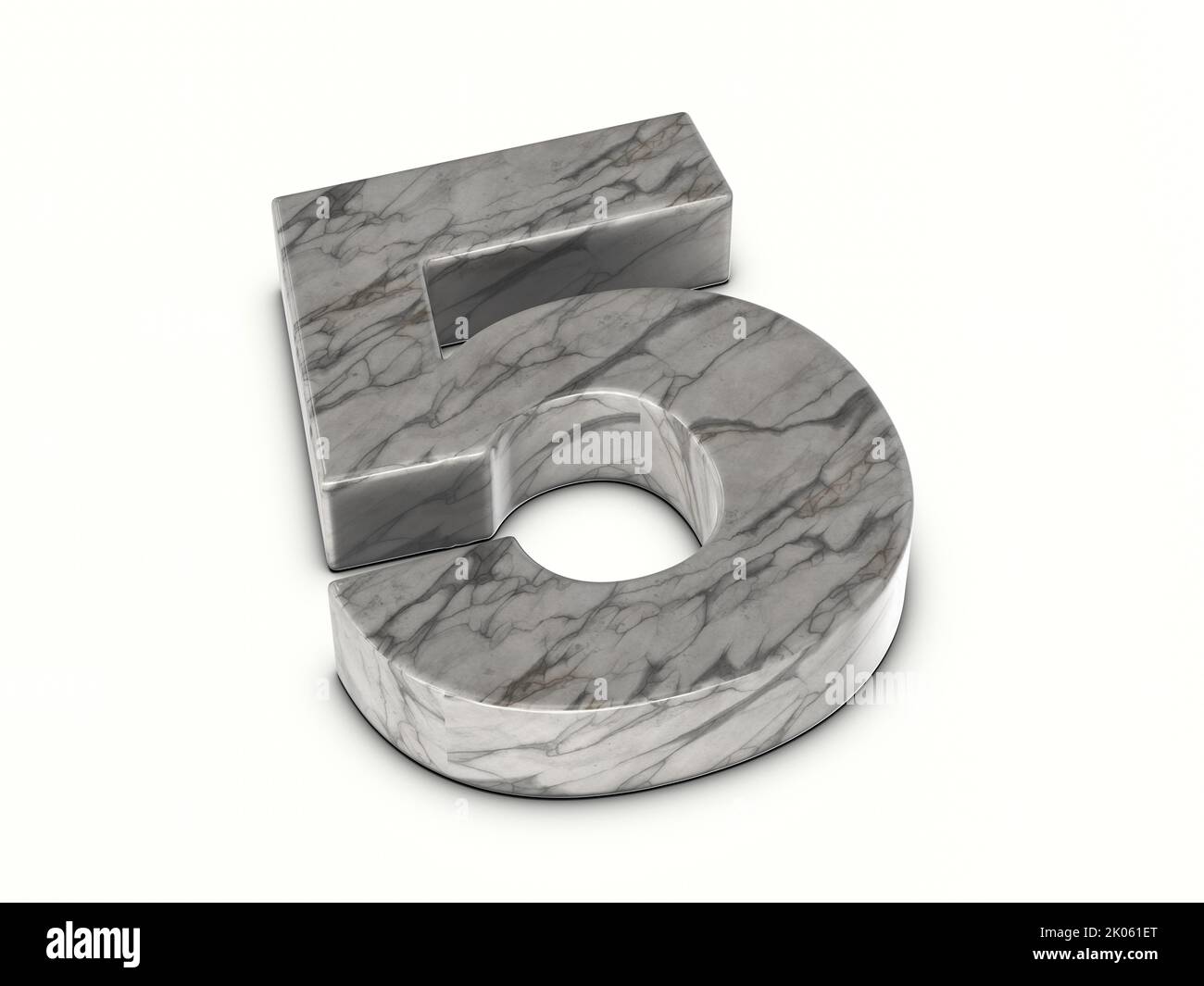 Marble number five on a white background. 3d illustration Stock Photo ...