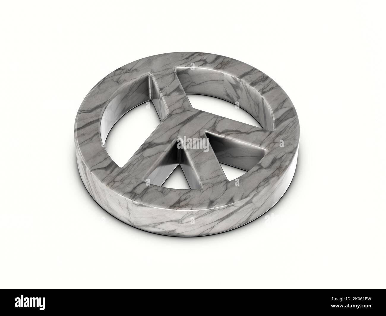 Marble peace symbol on a white background. 3d illustration Stock Photo ...