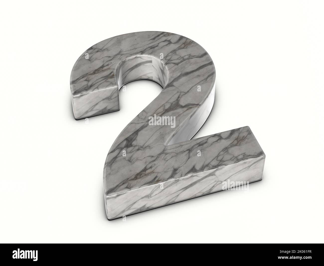 Marble number two on a white background. 3d illustration Stock Photo ...