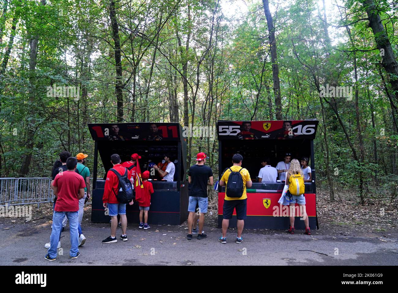 Formula One fans look at merchandise stands as they arrive at the Monza ... Formula One fans look at merchandise stands as they arrive at the Monza ...