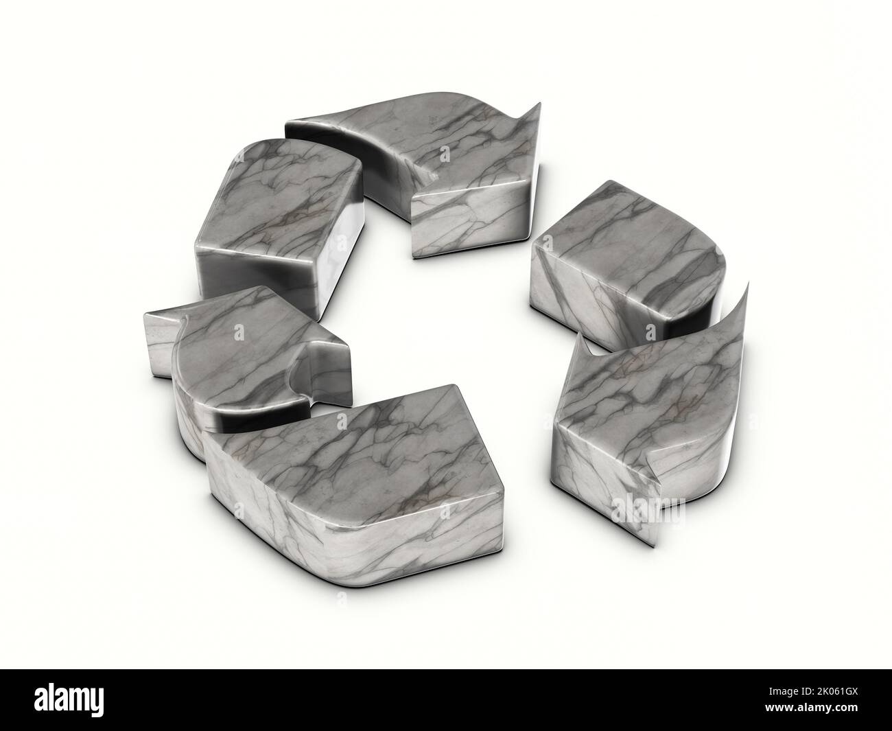 Marble recycle symbol on a white background. 3d illustration Stock ...
