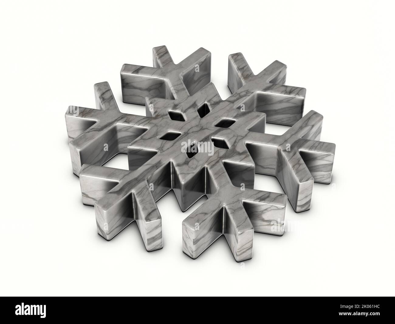Marble snowflake symbol on a white background. 3d illustration Stock ...