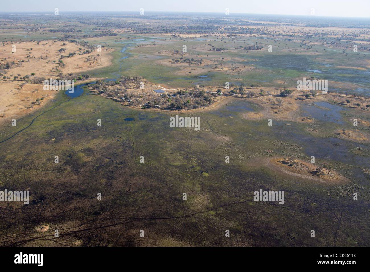Flying over the Okavango Delta in a small aircraft gives the traveler ...