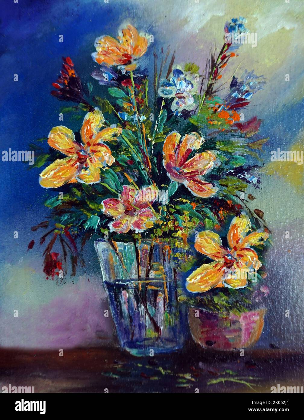 art oil color painting flowers in vase Stock Photo - Alamy